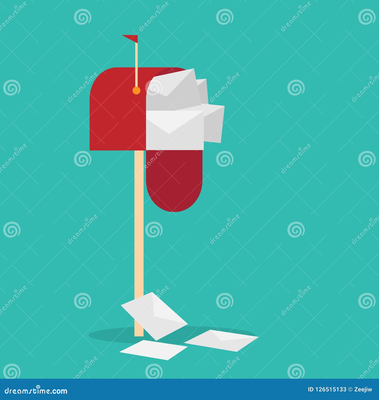 Full Mailbox with Envelope Drop on the Ground. Stock Vector ...