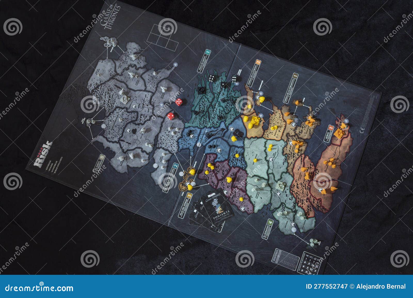 Full Map Of Risk Game Of Thrones Edition Strategy Board Game In Spaninsh With Small Figures