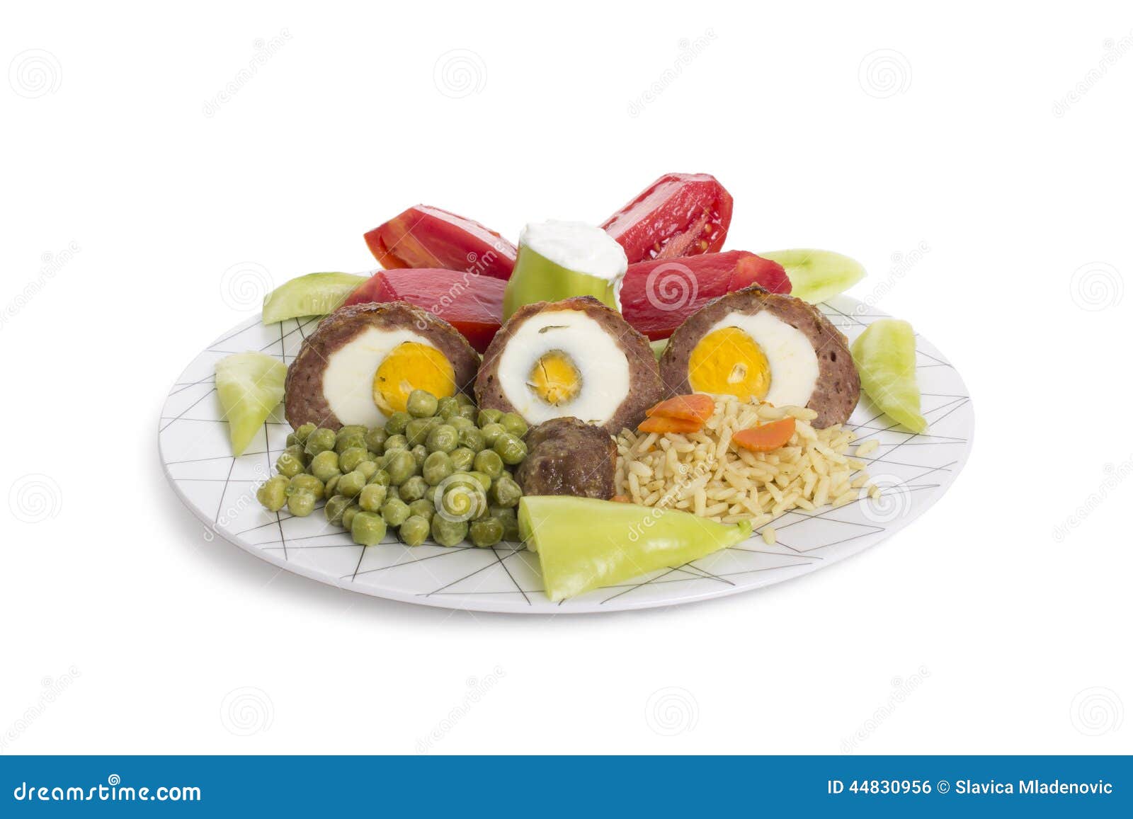 A Full Meal Prepared on a Round Plate Stock Photo - Image of rice ...