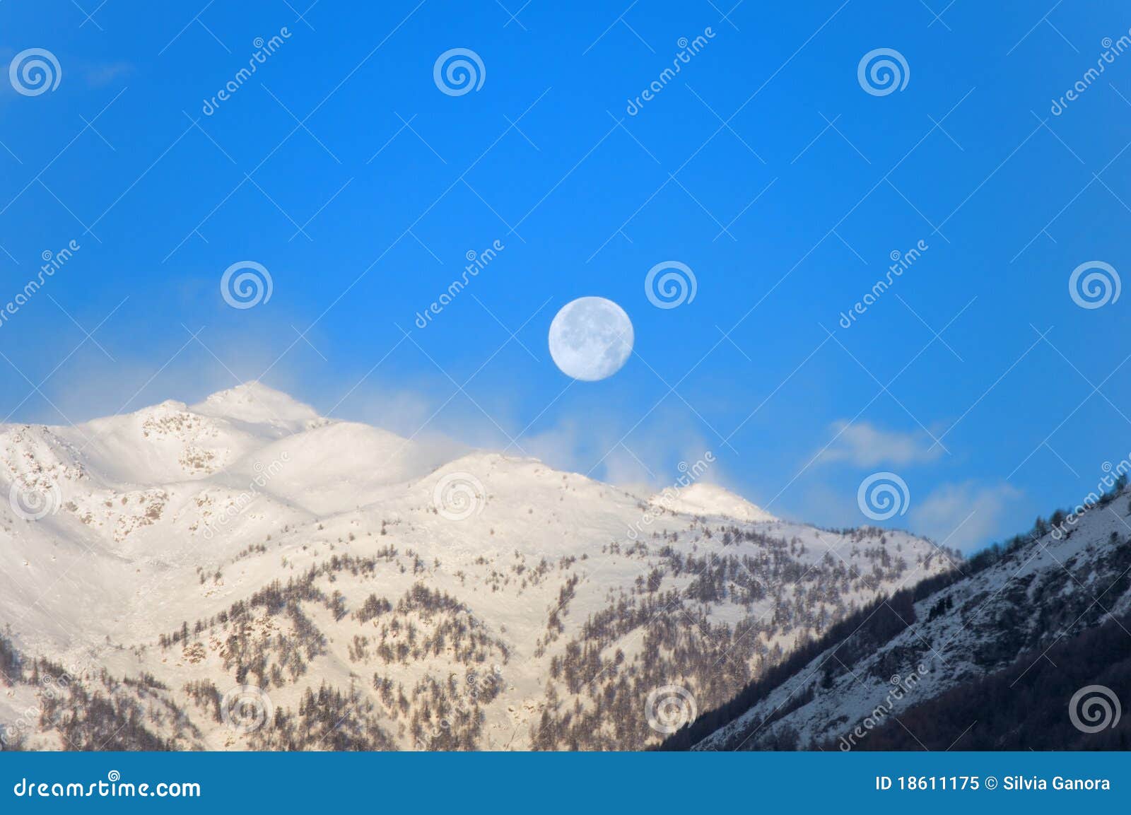 Full moon stock image. Image of landscape, italian, mountain - 18611175
