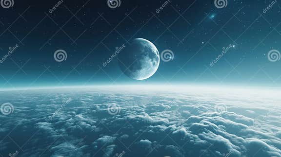 The Full Moon is Above the Earth. View of the Moon from Space Stock ...