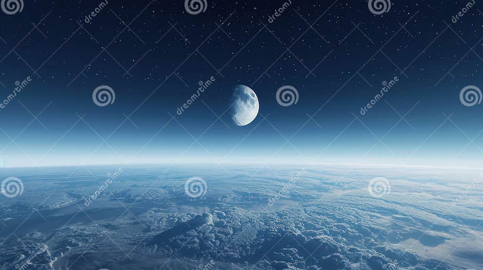 The Full Moon is Above the Earth. View of the Moon from Space Stock ...