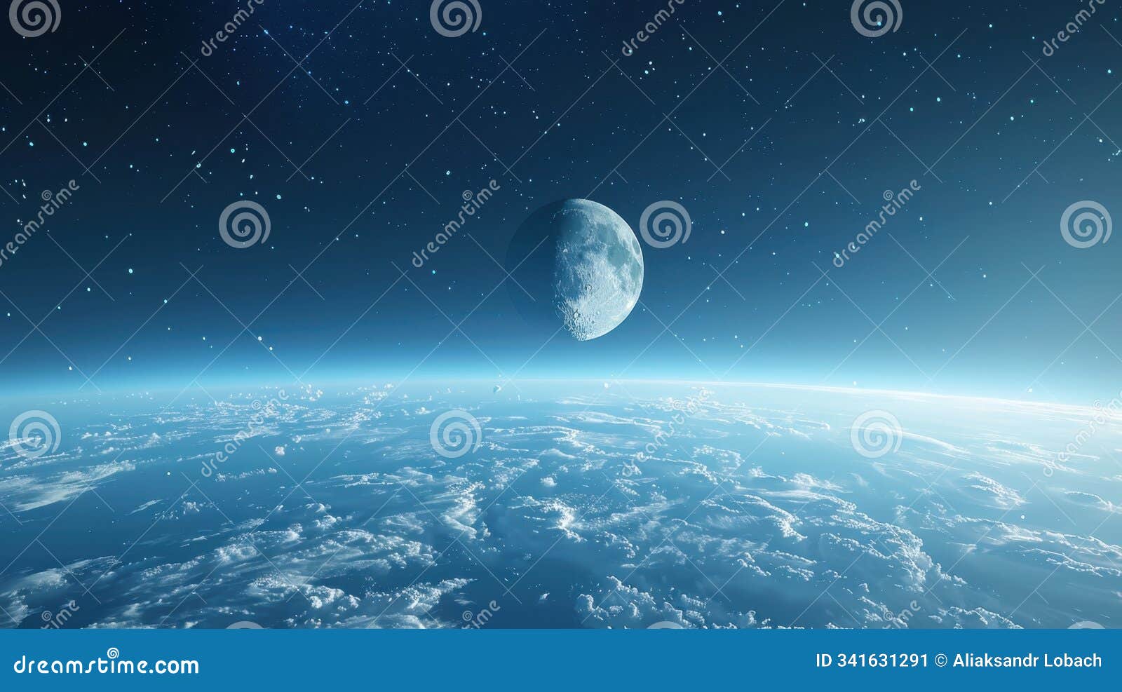 The Full Moon is Above the Earth. View of the Moon from Space Stock ...