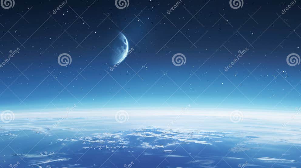 The Full Moon is Above the Earth. View of the Moon from Space Stock ...