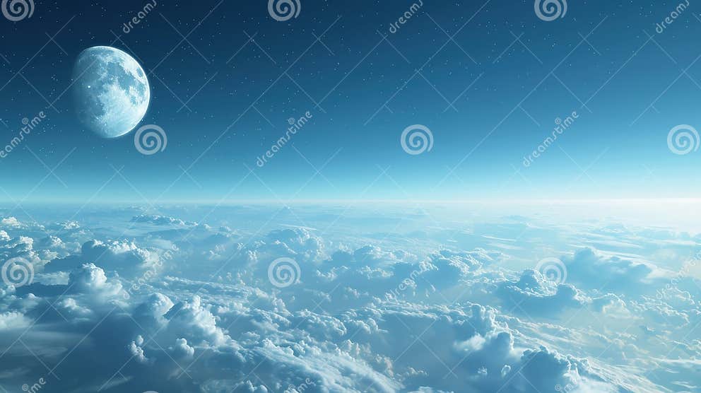 The Full Moon is Above the Earth. View of the Moon from Space Stock ...