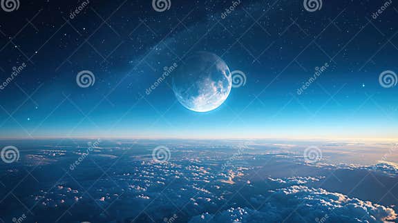 The Full Moon is Above the Earth. View of the Moon from Space Stock ...