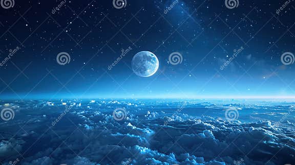 The Full Moon is Above the Earth. View of the Moon from Space Stock ...