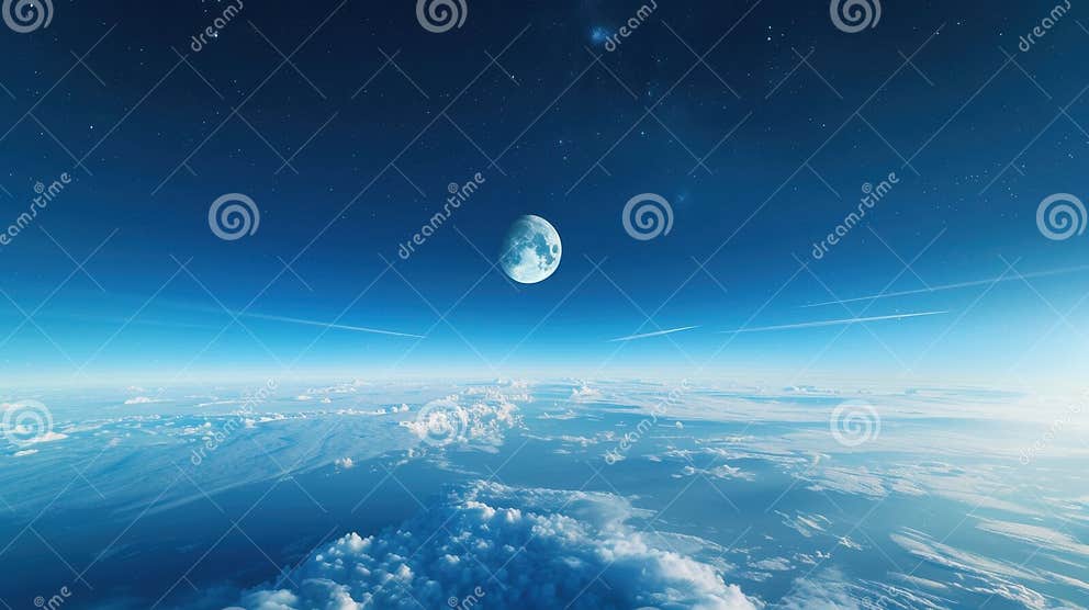 The Full Moon is Above the Earth. View of the Moon from Space Stock ...