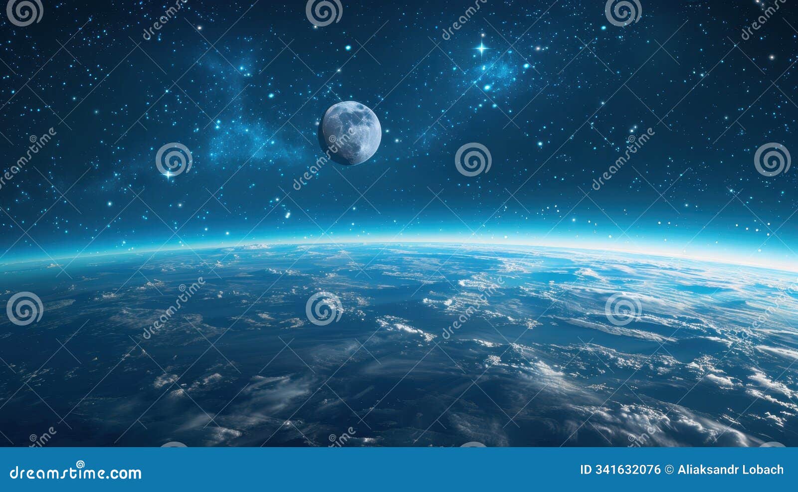 The Full Moon is Above the Earth. View of the Moon from Space Stock ...