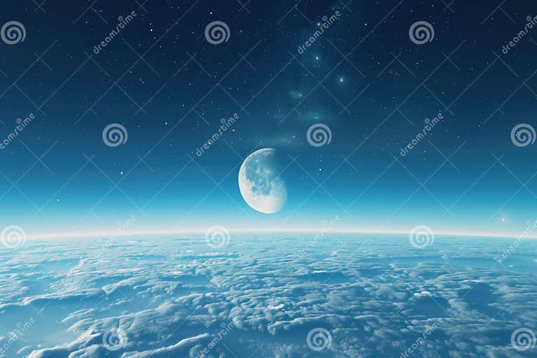 The Full Moon is Above the Earth. View of the Moon from Space Stock ...