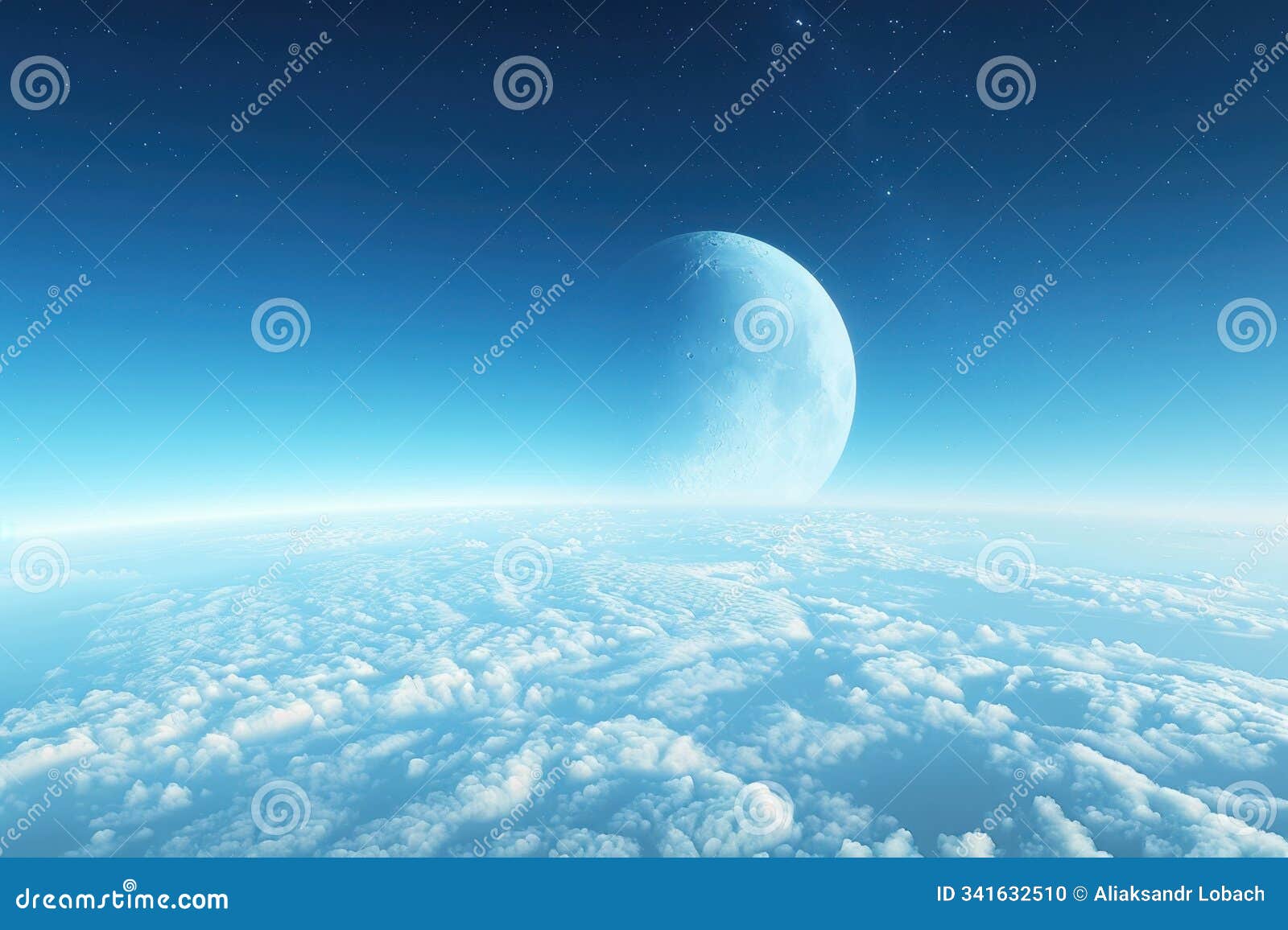 The Full Moon is Above the Earth. View of the Moon from Space Stock ...