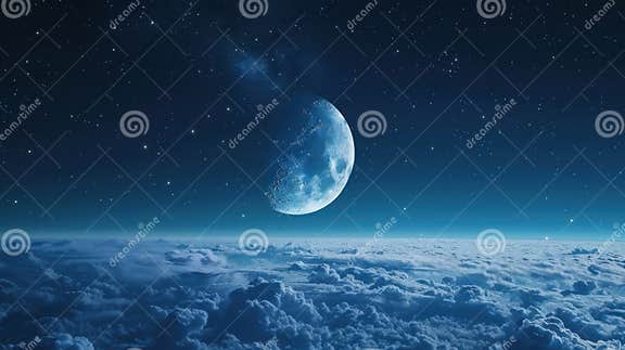 The Full Moon is Above the Earth. View of the Moon from Space Stock ...