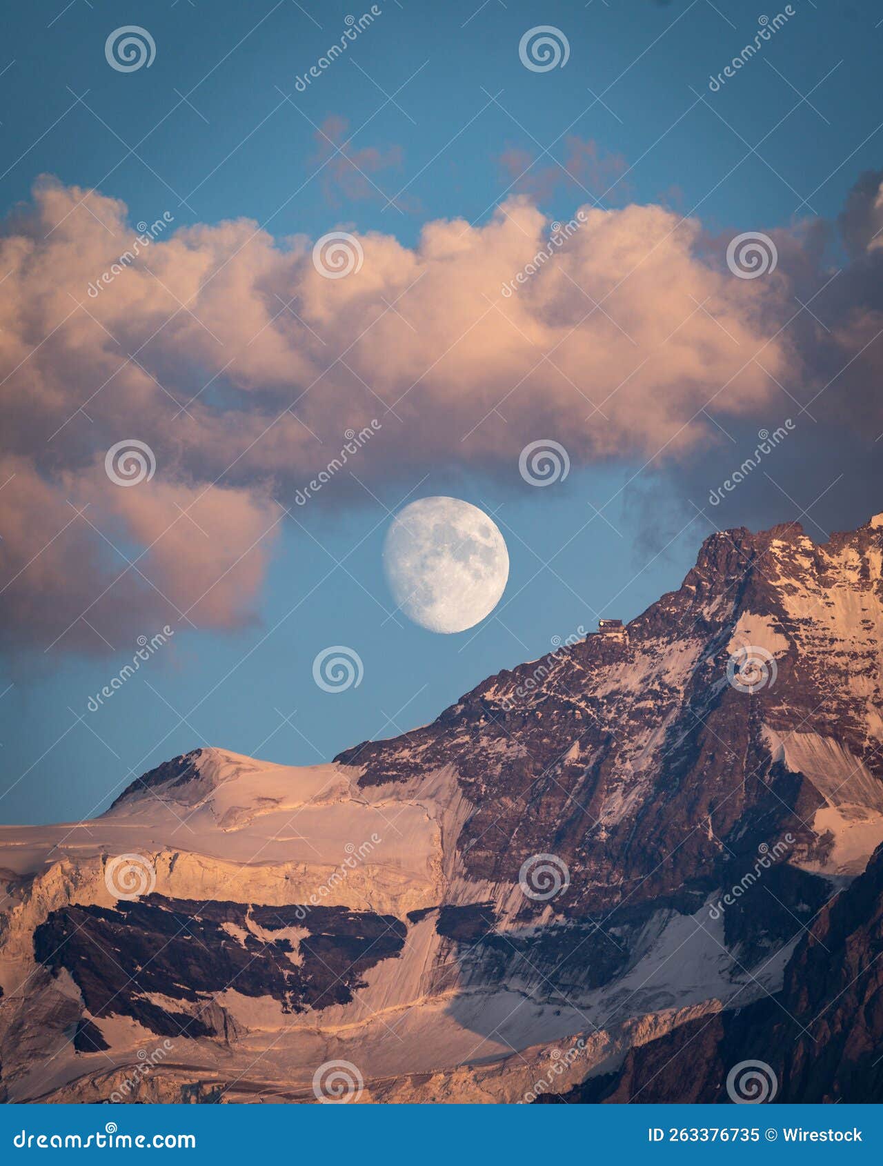 Full Moon Above the Mountains Stock Image - Image of nature, moon ...