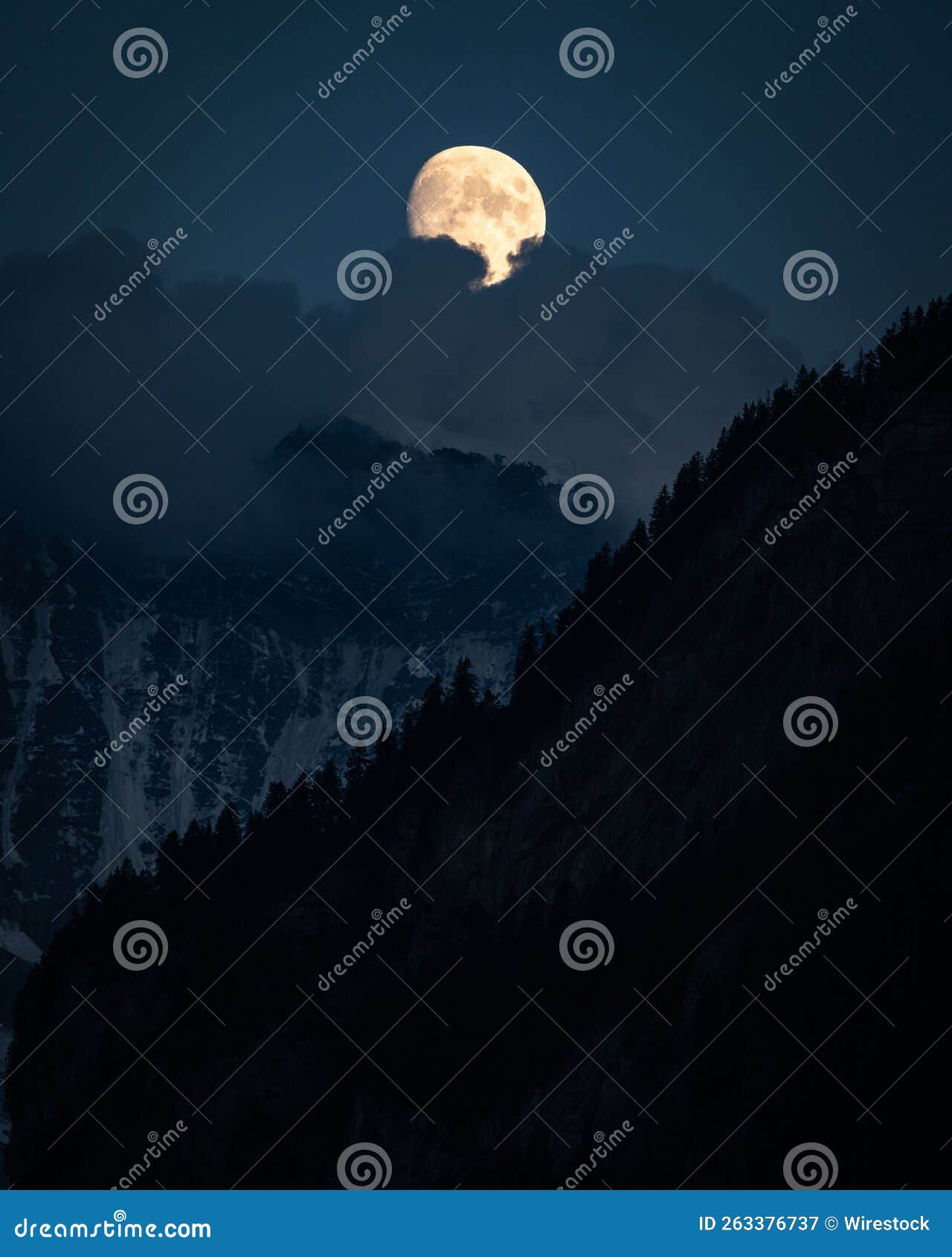 Full Moon Above the Mountains Stock Image - Image of light, astronomy ...