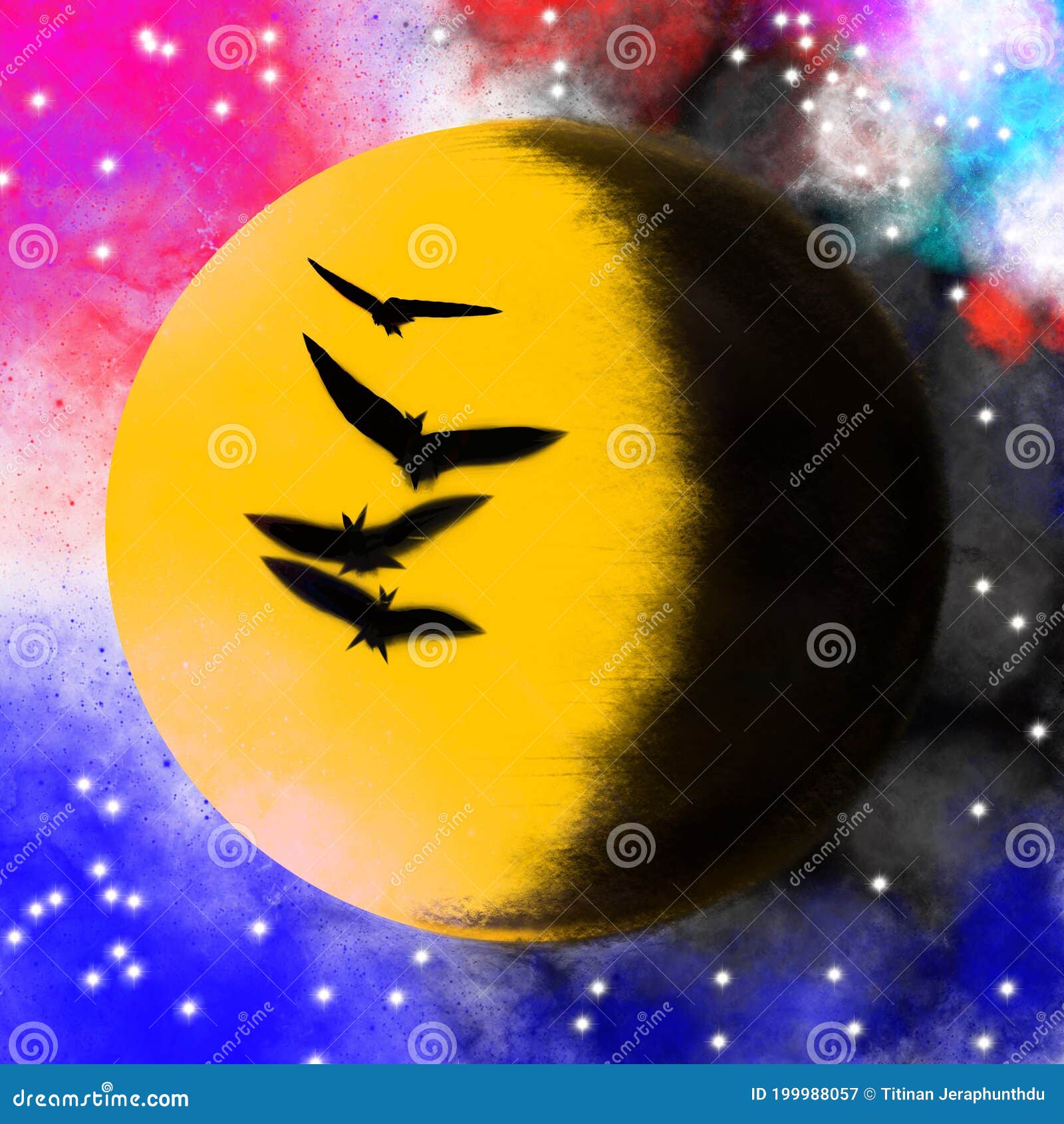 Full Moon Abstract Multi-color Stock Illustration - Illustration of ...