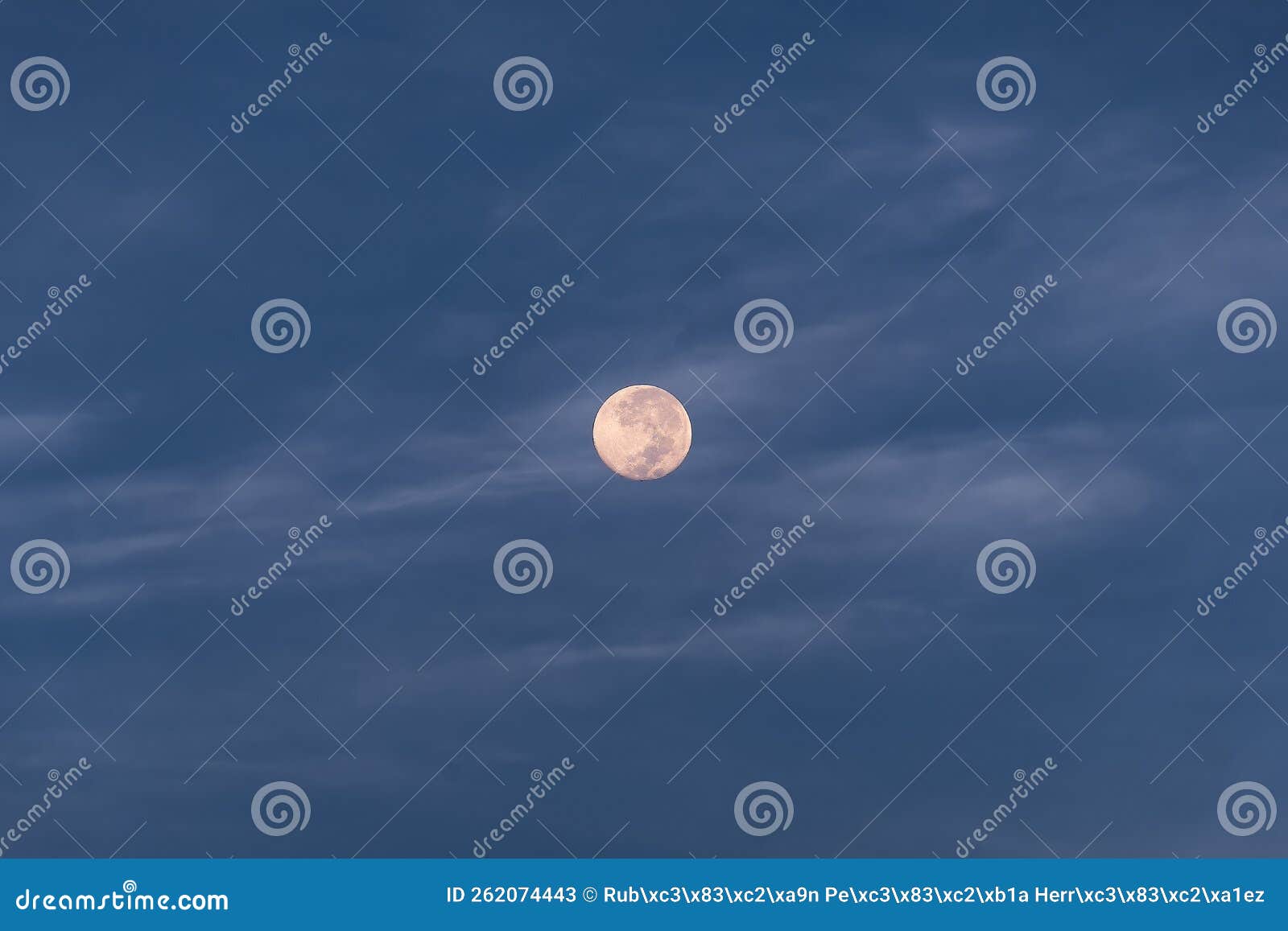 Full Moon at Blue Hour with Soft Clouds Stock Image - Image of ...