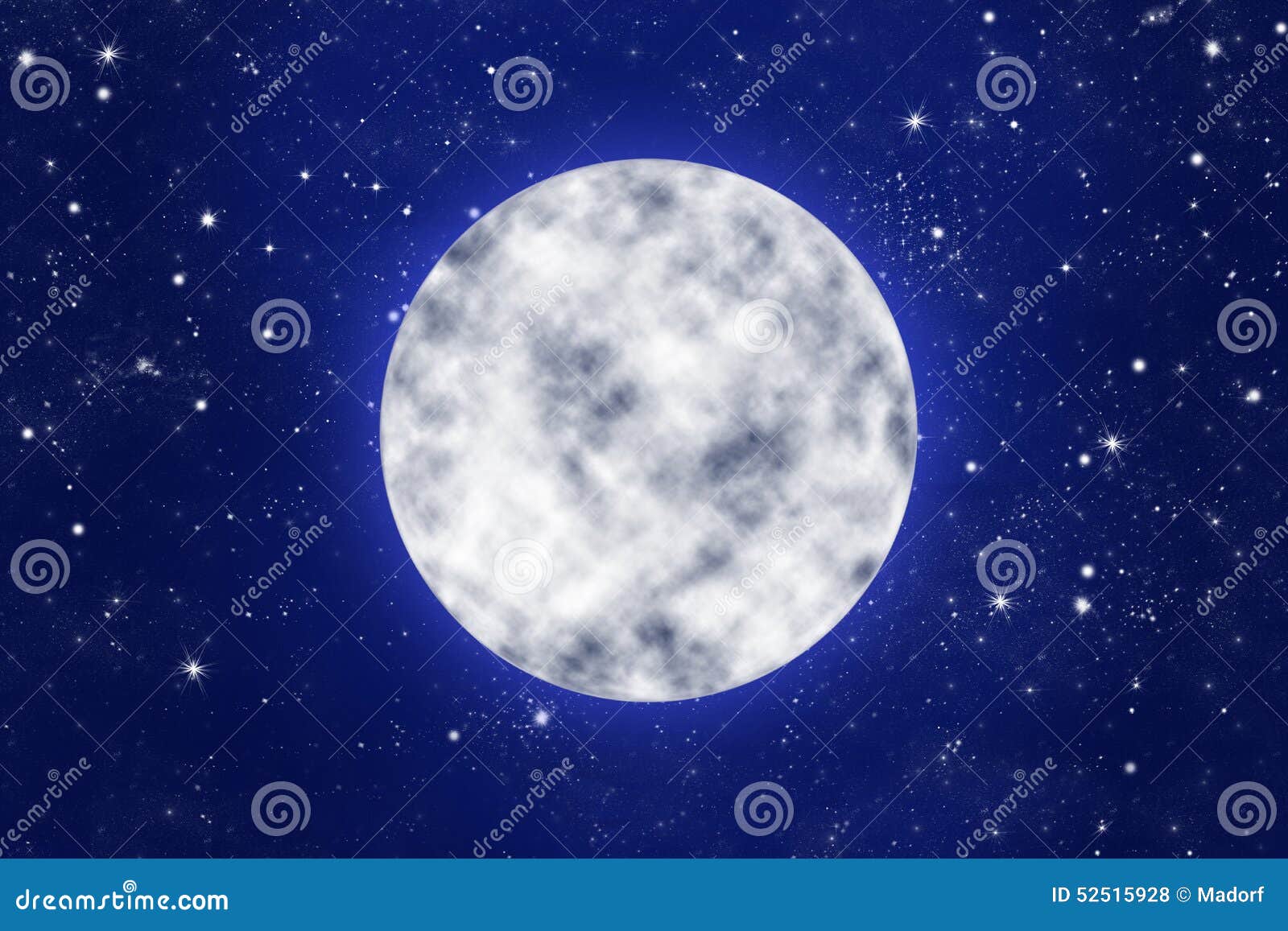 Full Moon on Blue Night Sky with Stars Stock Illustration ...