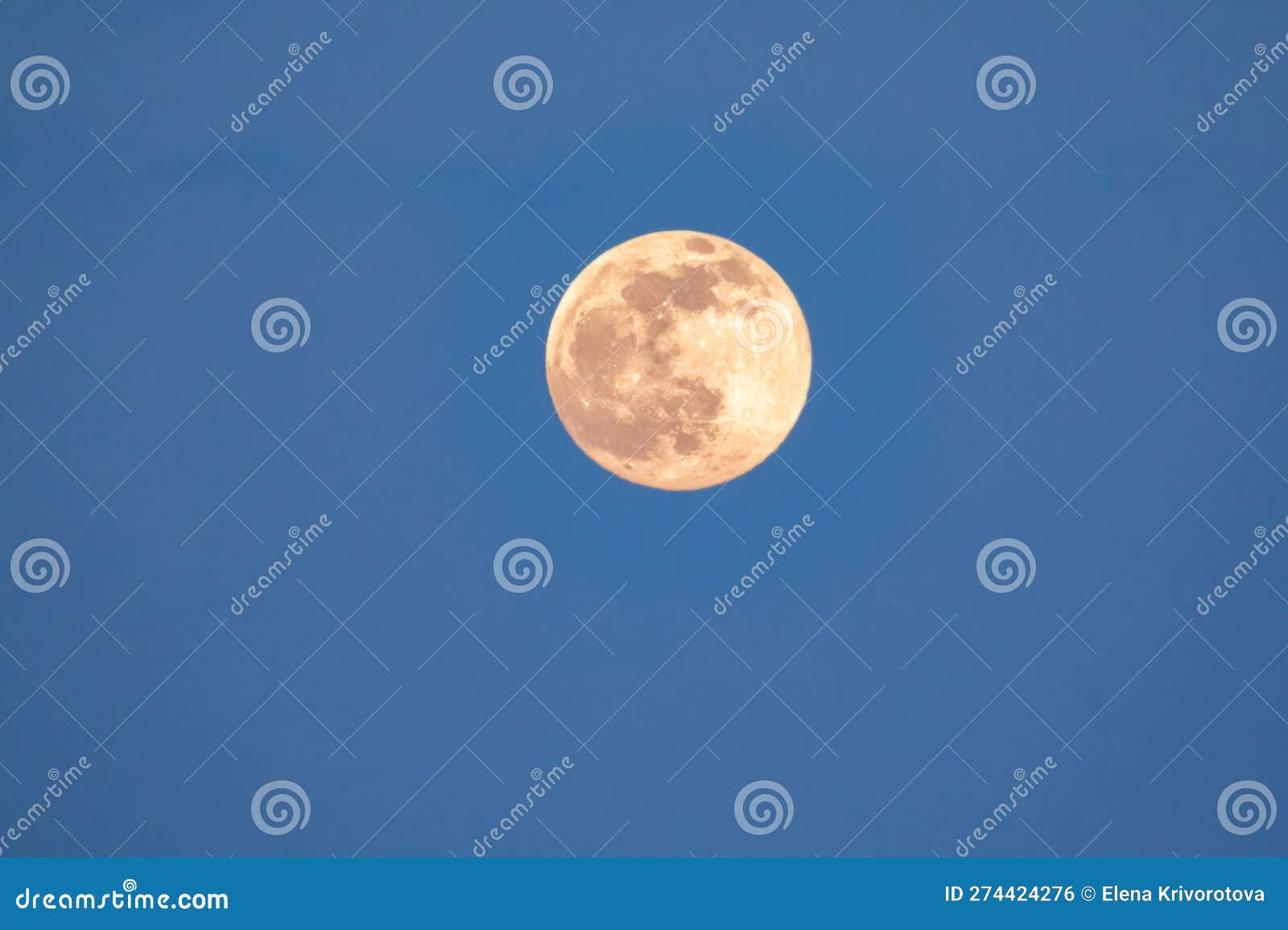 A Full Moon on the Blue Sky, Closeup Stock Photo - Image of dark ...