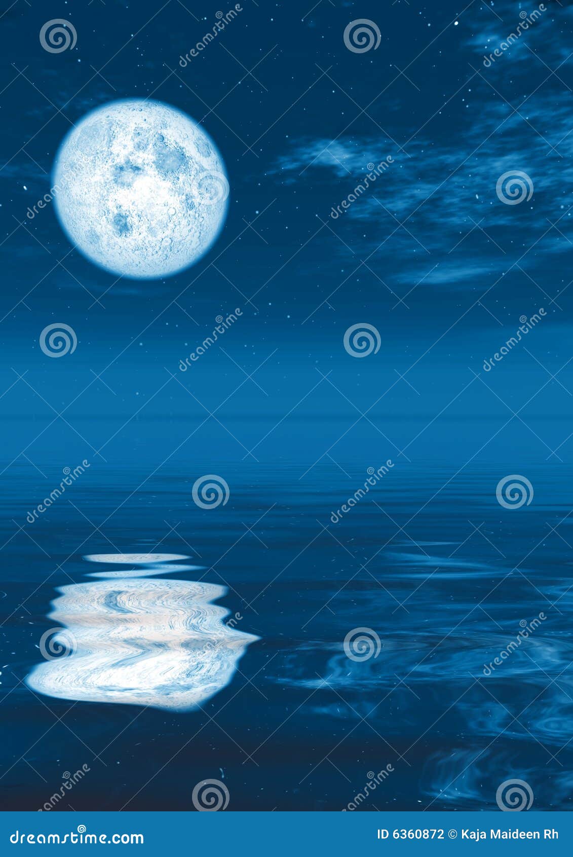 Full moon in calm water stock illustration. Illustration of cloudy ...