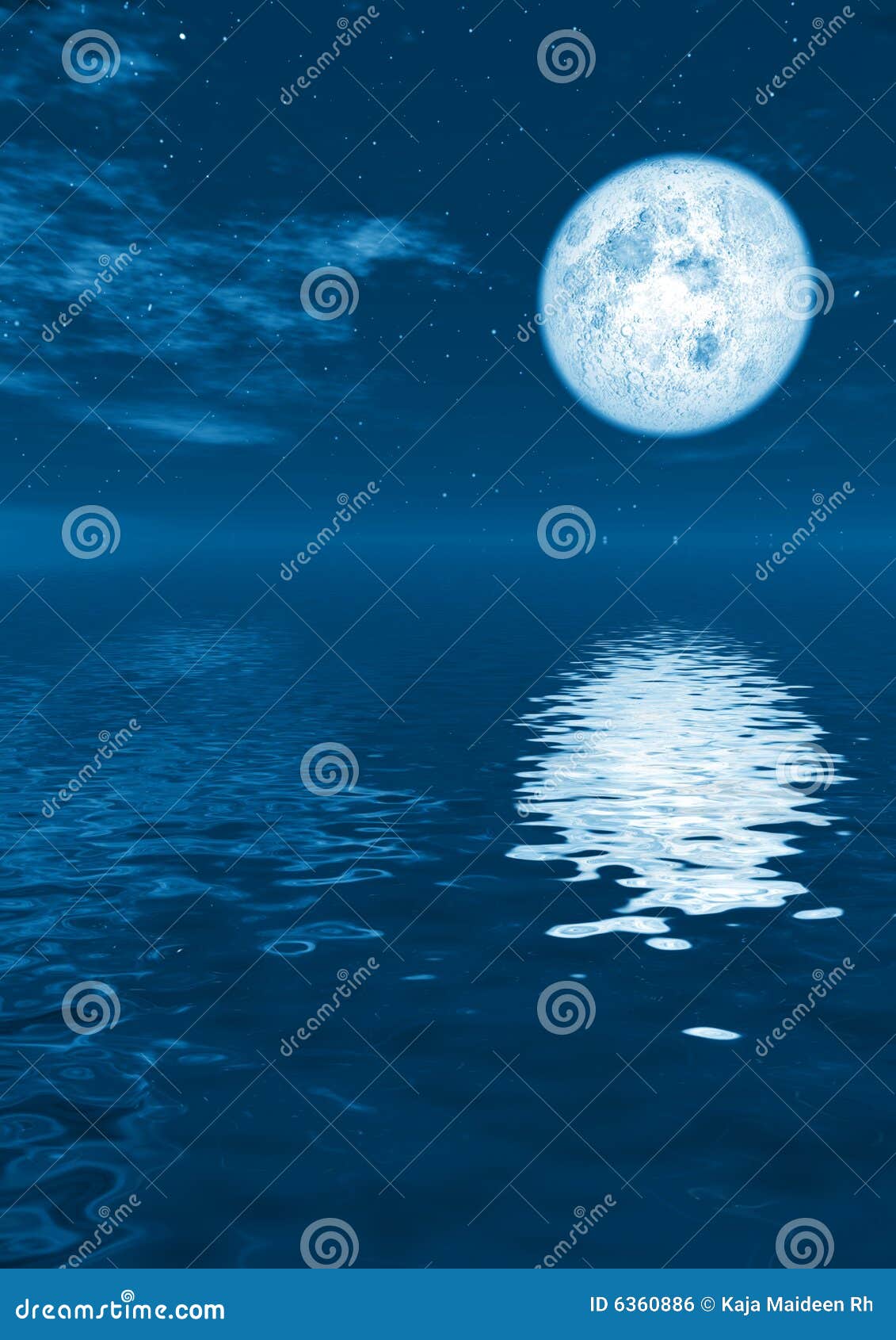 Full moon in calm water stock illustration. Illustration of eclipse ...
