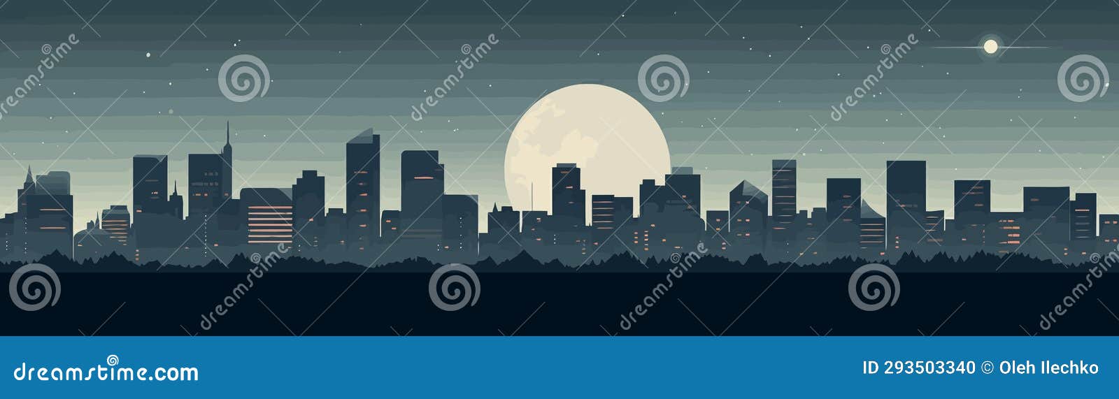 Full Moon City Vector Flat Minimalistic Isolated Illustration Stock ...