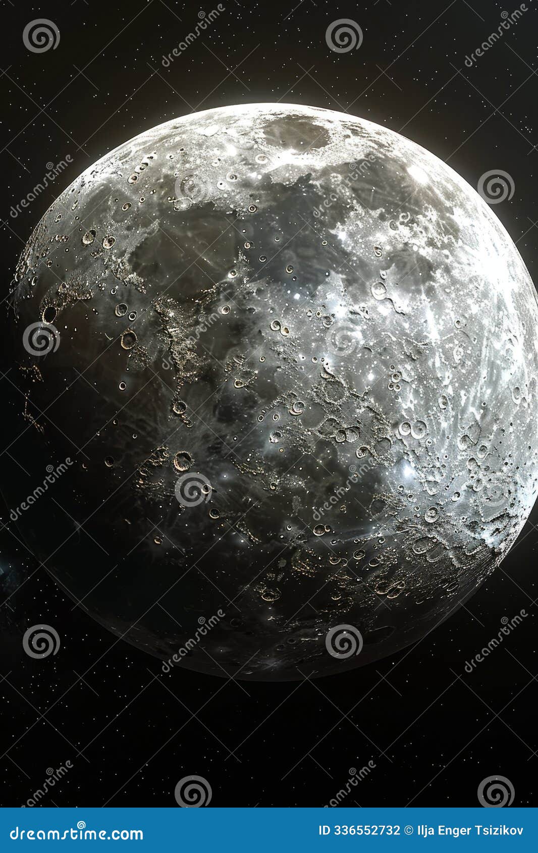 Full Moon Close Up, Detailed Lunar Surface with Craters and Shadows ...