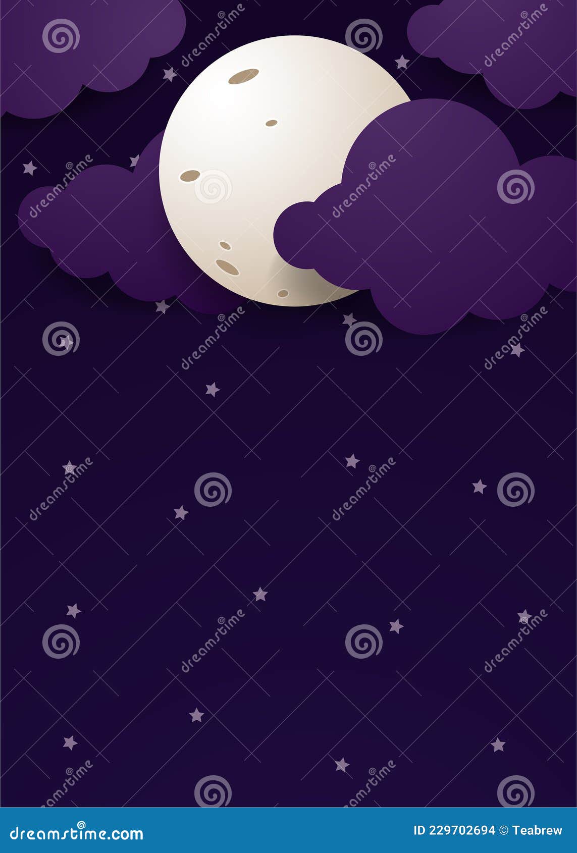 Moon Night. Vector Illustration in Paper Cut Style with Copy Space ...