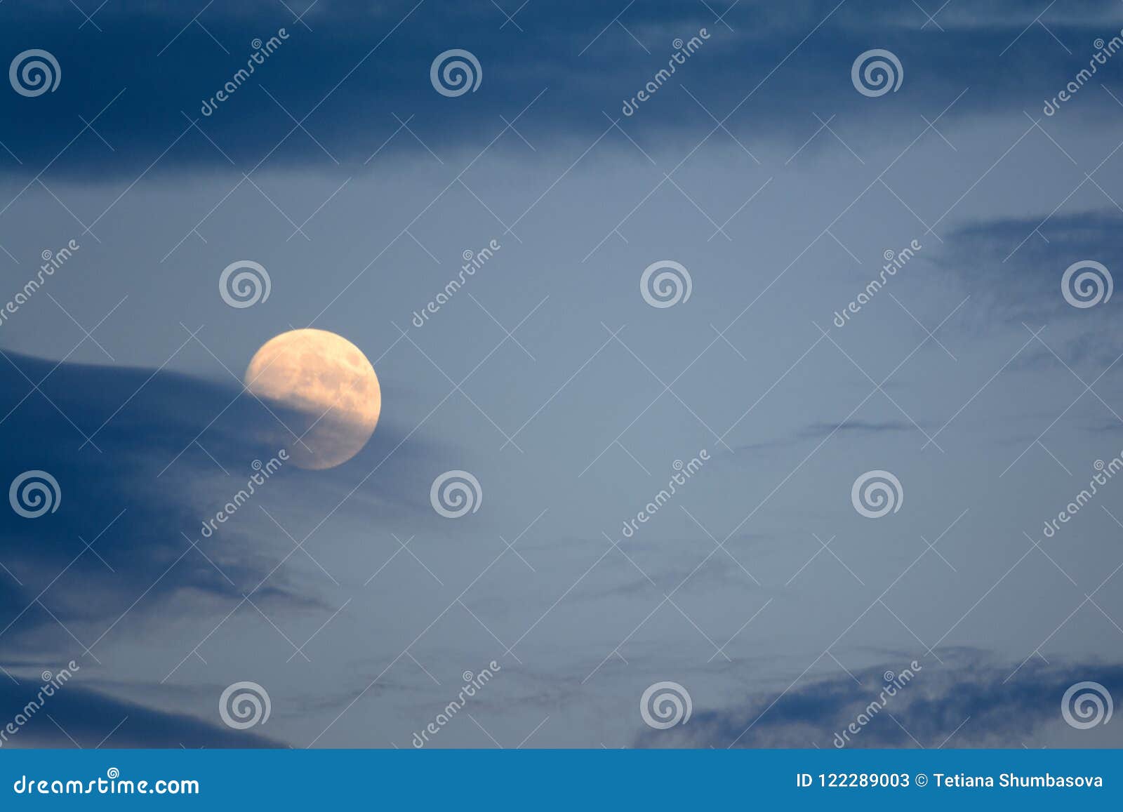Full Moon and Clouds at Sunset Stock Image - Image of beautiful ...