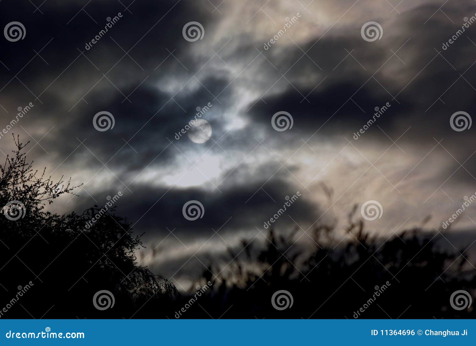 Full-moon cloudy night stock photo. Image of moon, sunset - 11364696
