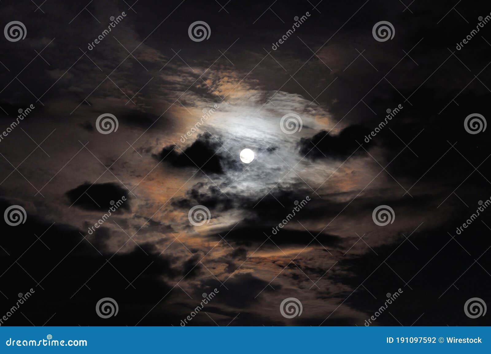 Full Moon in a Cloudy Night Sky Stock Photo - Image of season, full ...