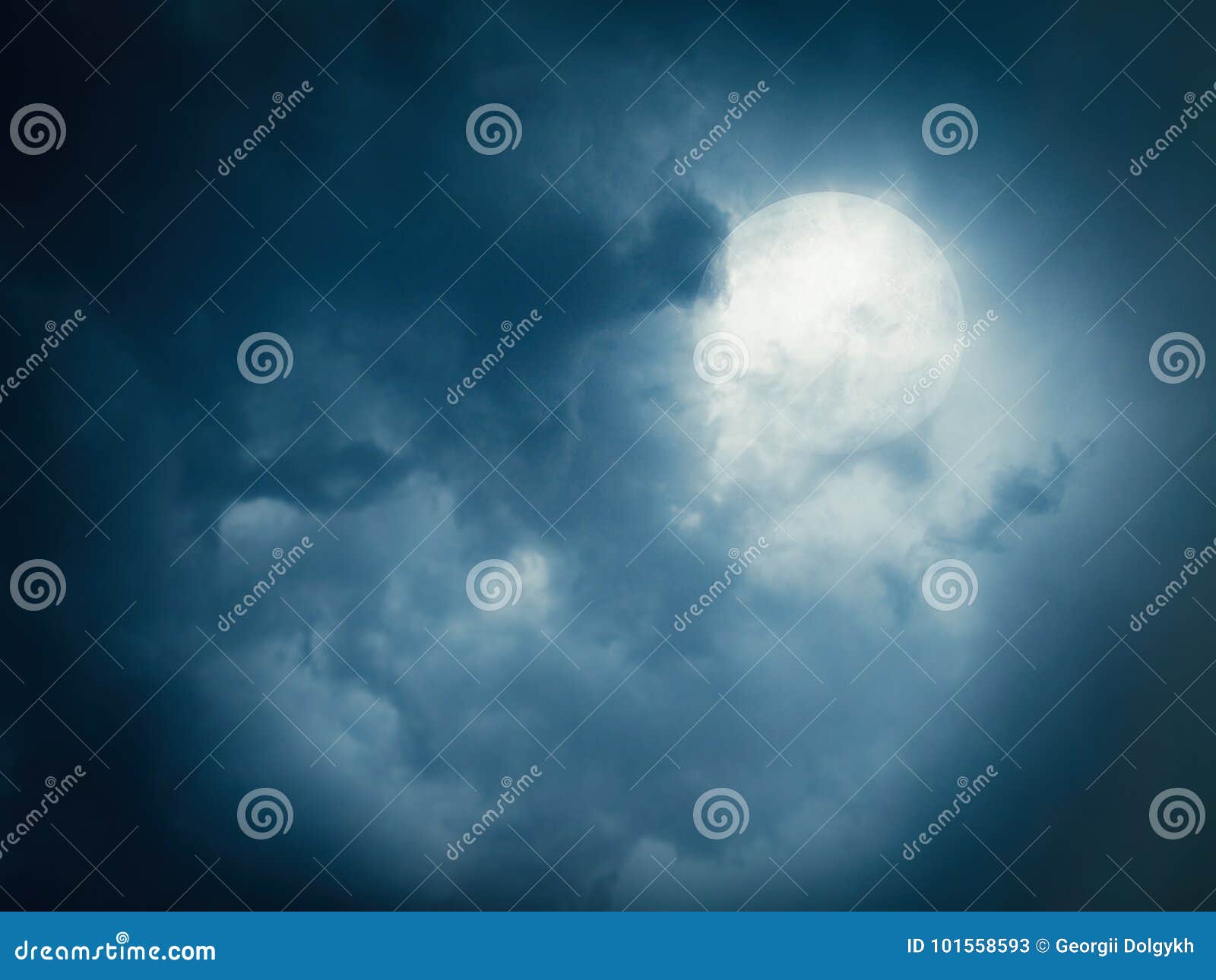 Full moon on a cloudy sky stock image. Image of moonlight - 101558593