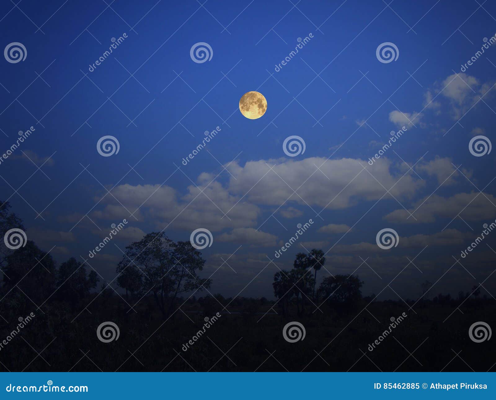 Full Moon and Cloudy Sky Over the Field Stock Image - Image of fantasy ...