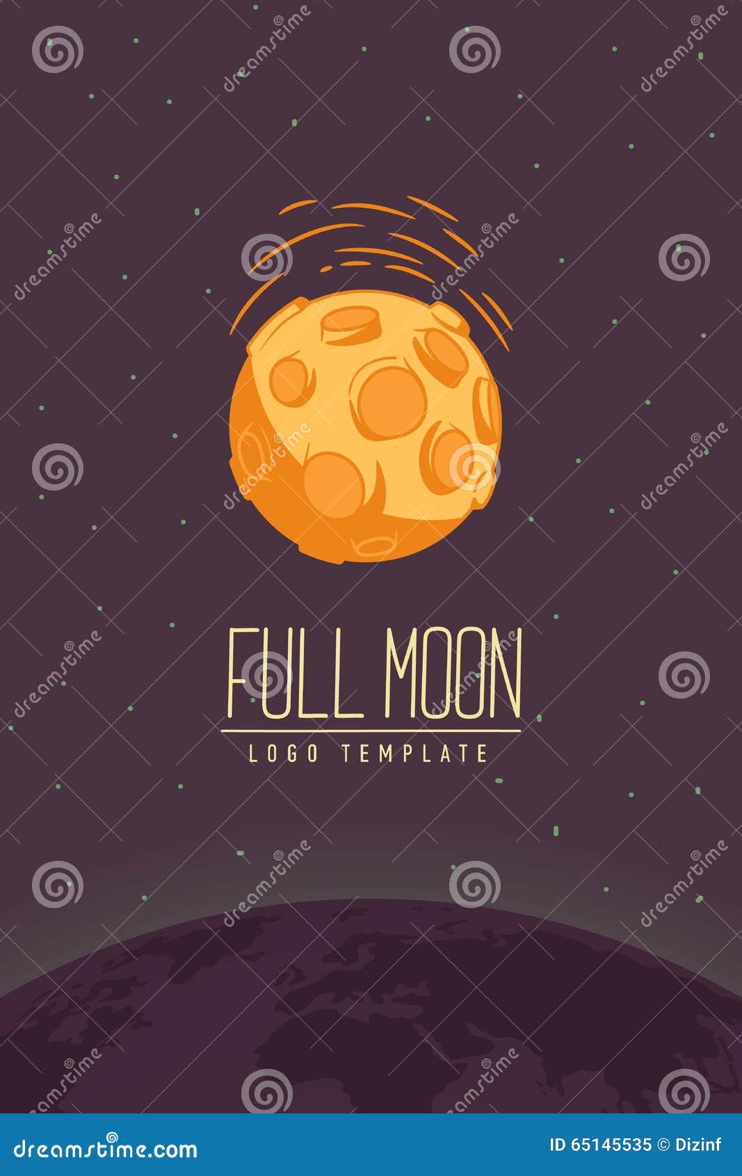 Full Moon. Colored Vector Illustration or Symbol with Lettering ...