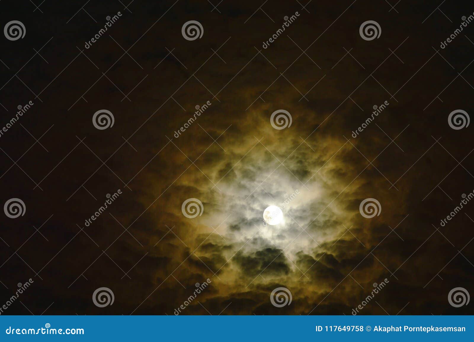 Full Moon Cover by Spreading Cloud in Night Stock Photo - Image of ...