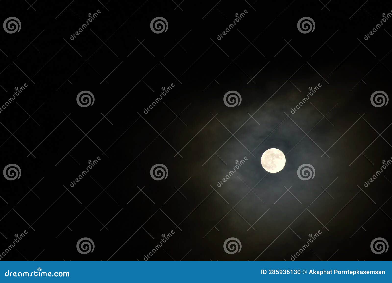 Full Moon Cover by Spreading Cloud in Night Stock Photo - Image of ...