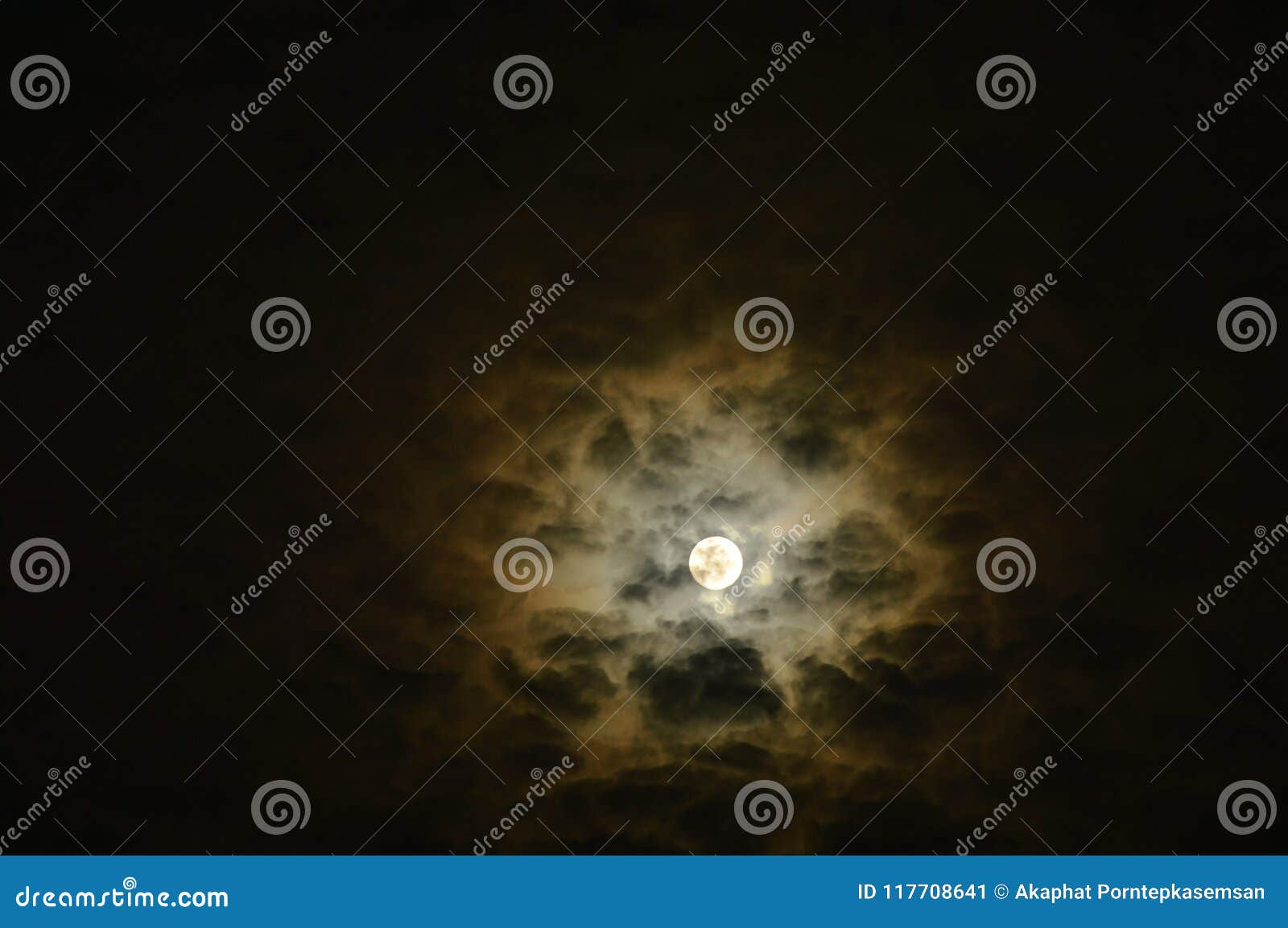 Full Moon Cover by Spreading Cloud in Night Stock Image - Image of ...