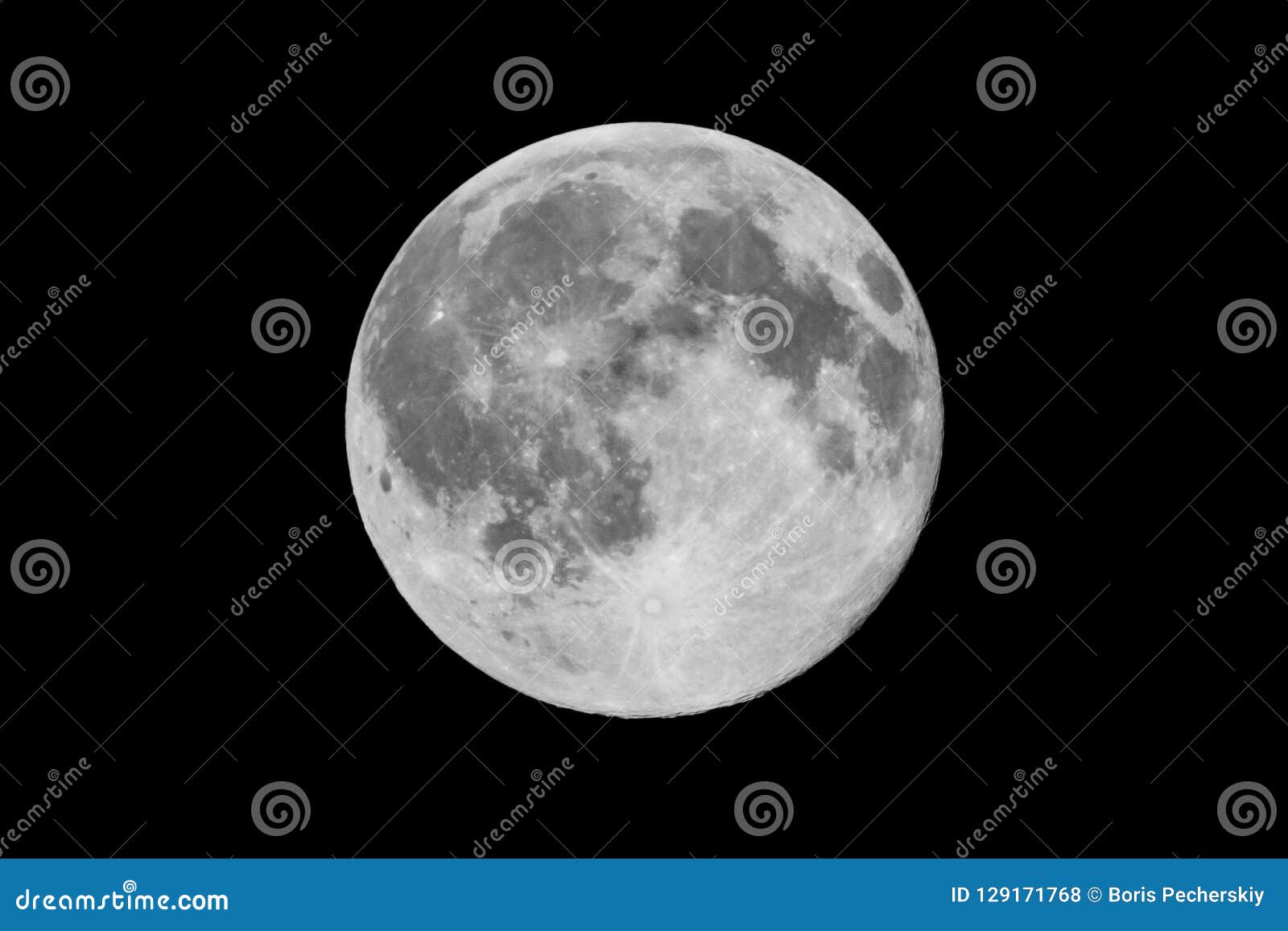 Full Moon with Craters and Relief Close-up Stock Photo - Image of night ...