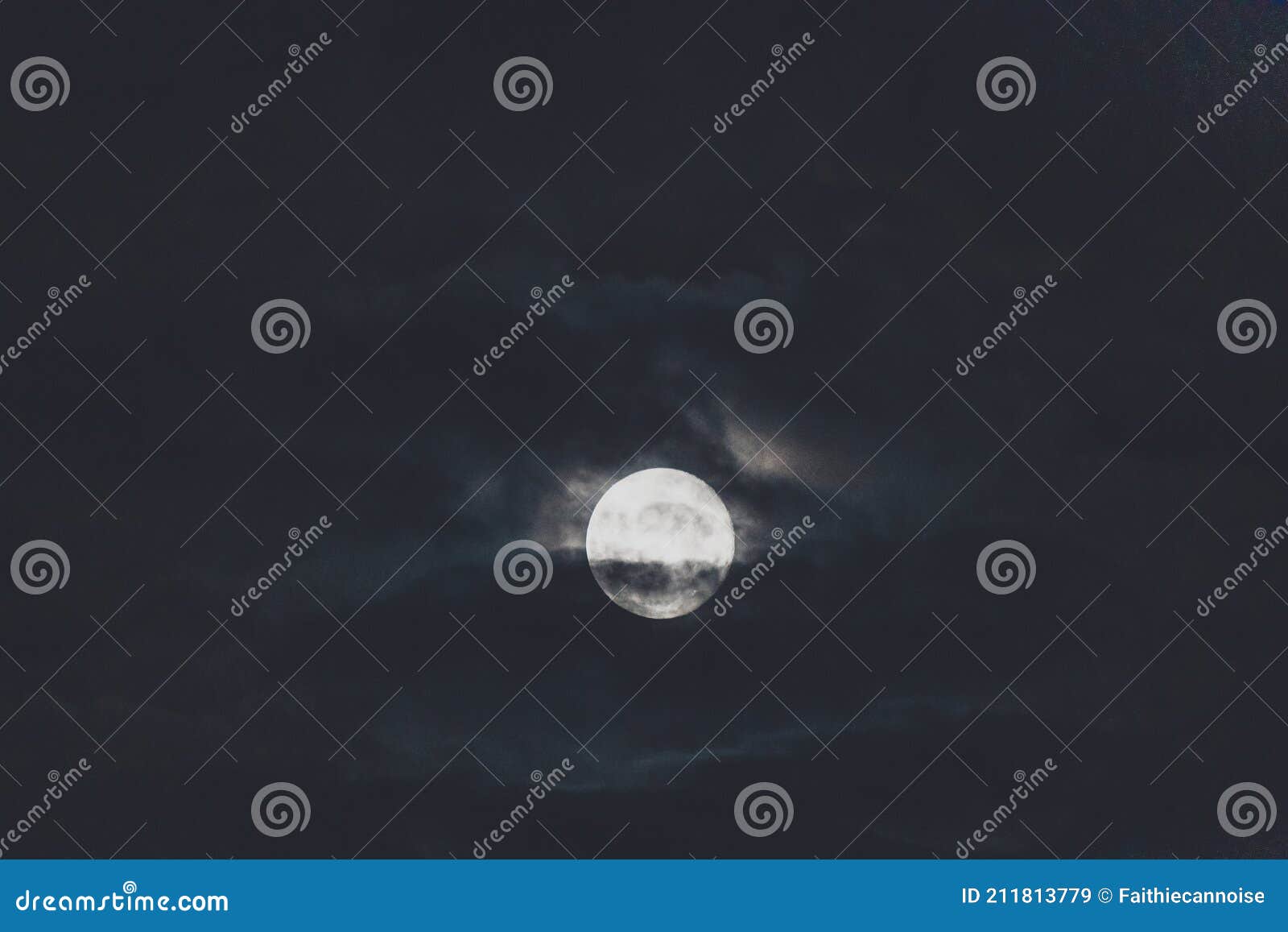 Full Moon with Dark Clouds in Front of it in the Night Sky Stock Image ...