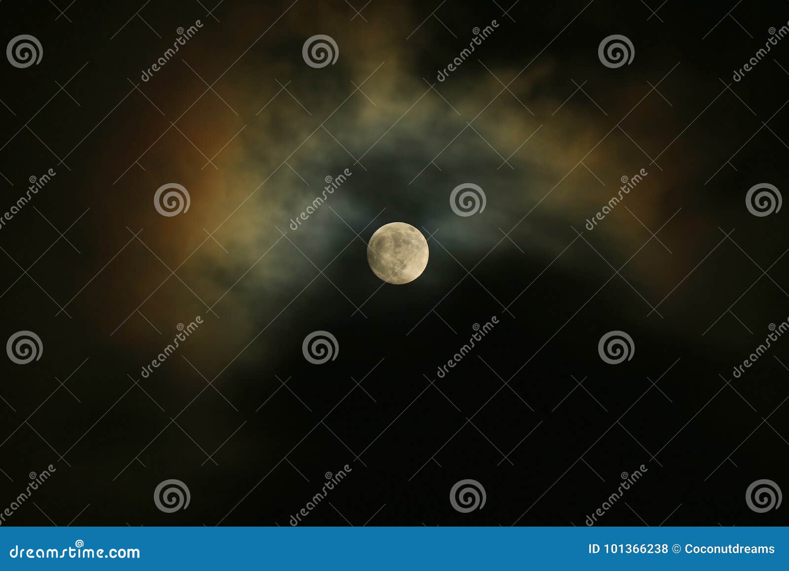 Full Moon on the Dark Sky with Moonlight Reflecting on the Clouds Stock ...