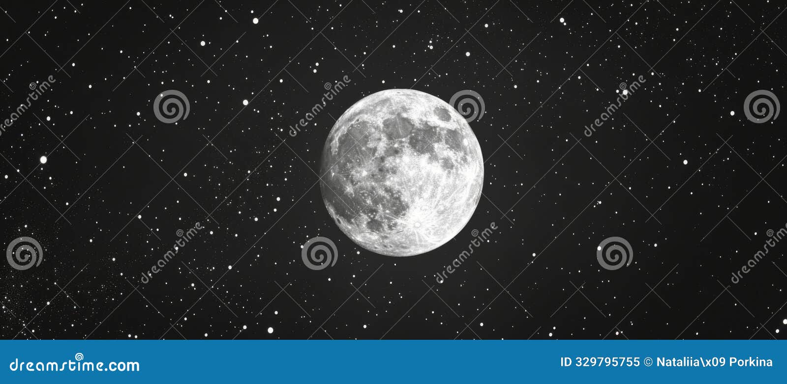 Full Moon in Dark Sky with Stars. Realistic Moon Texture, Space ...