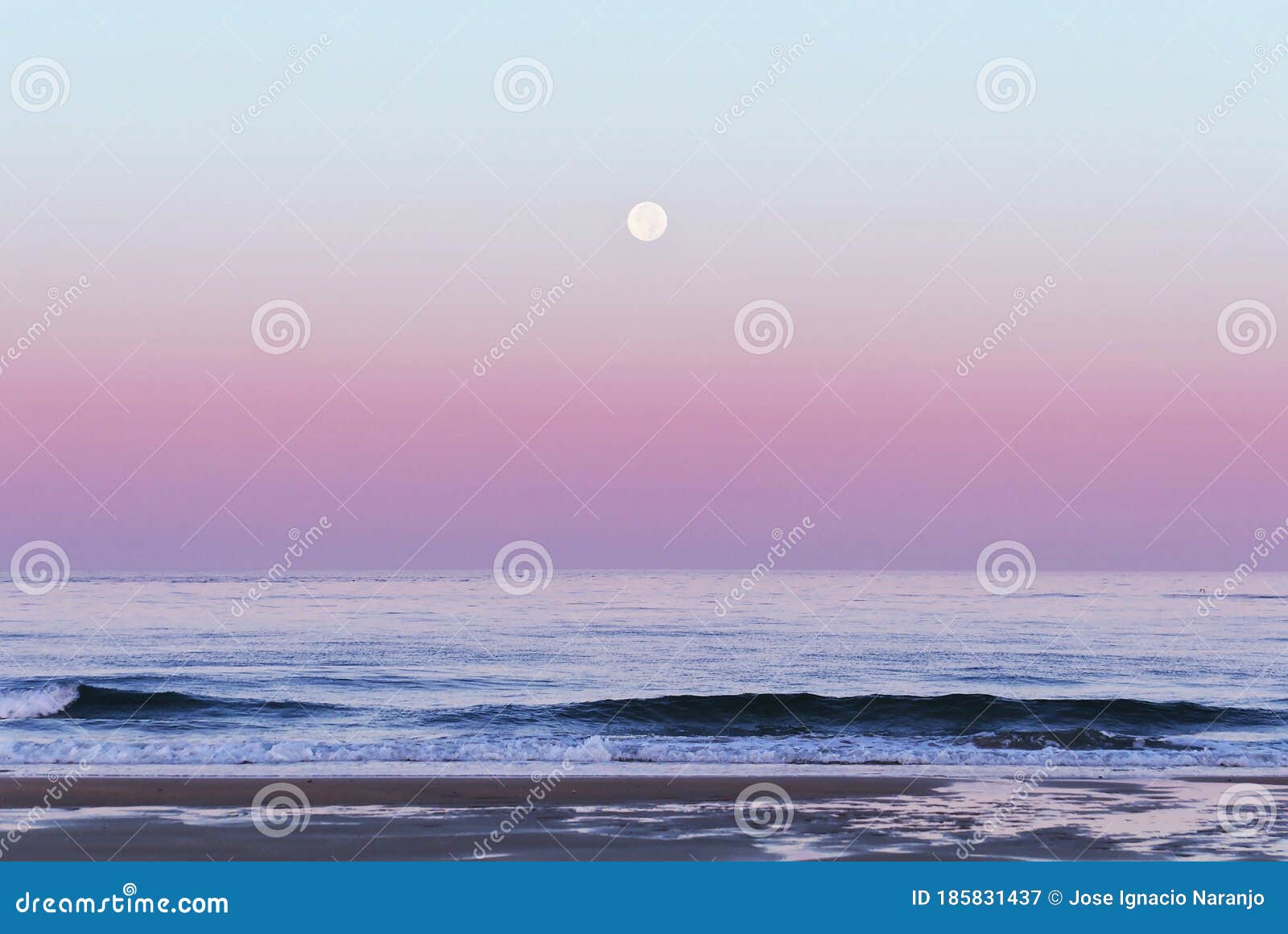 Full Moon during Dawn at the Beach in the South of Spain Stock Image ...