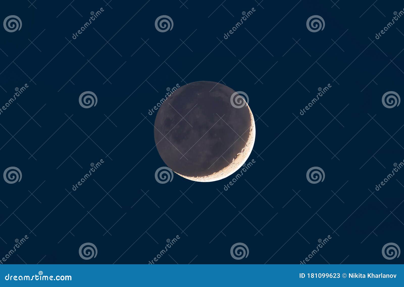 Full moon with earthshine stock image. Image of closeup - 181099623