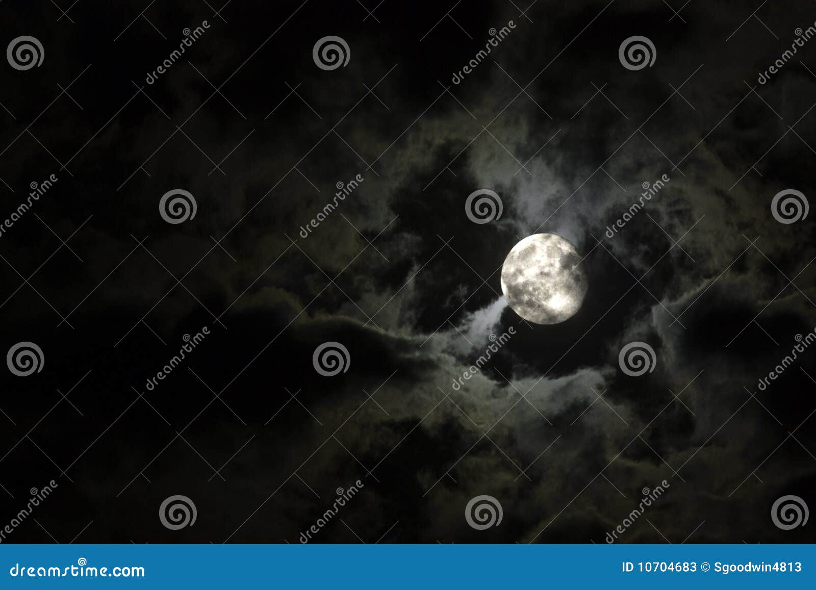 Full Moon and Eerie White Clouds Stock Image - Image of night, nature ...