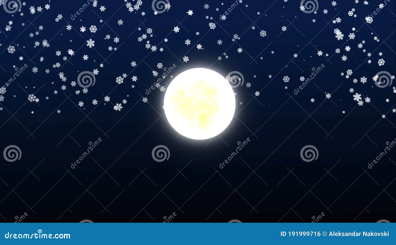 Full Moon Fall Snow at Night Stock Illustration - Illustration of ...