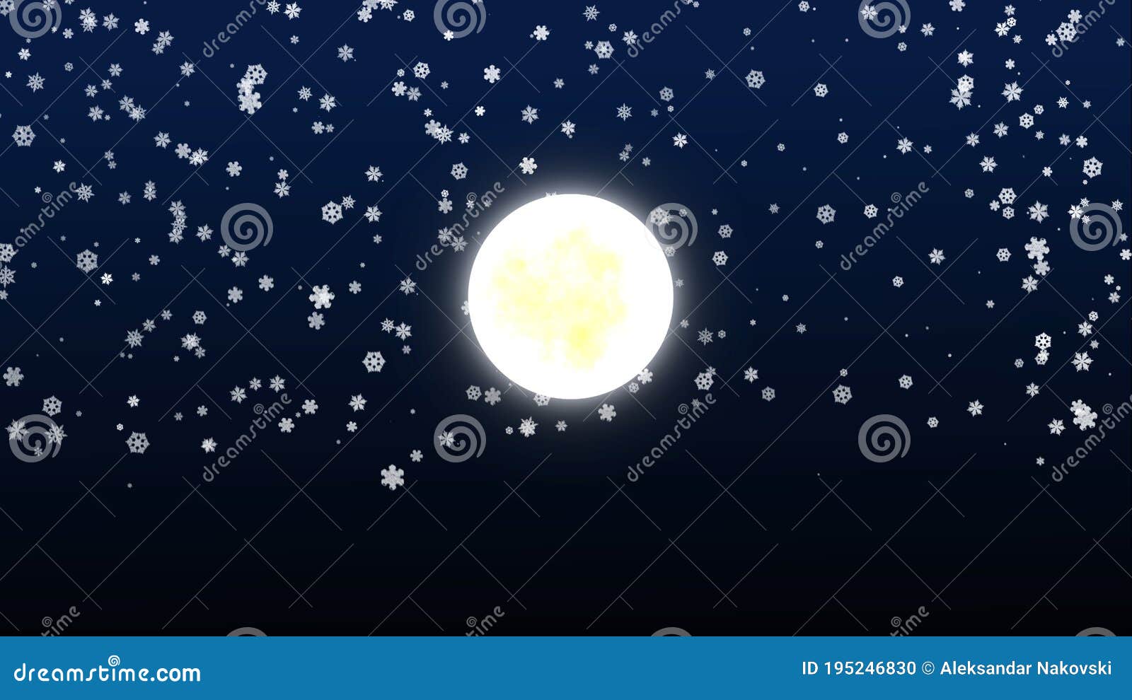 Full Moon Fall Snow at Night Stock Illustration - Illustration of card ...