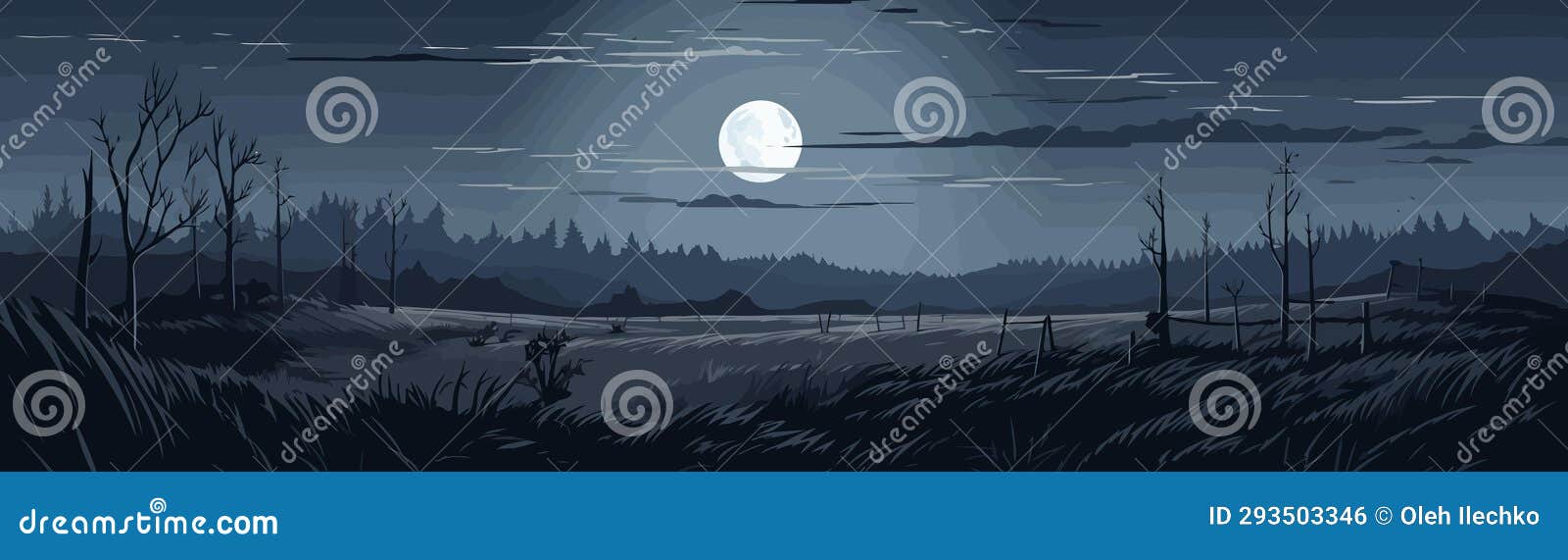 Full Moon Field Vector Flat Minimalistic Illustration Stock Vector ...