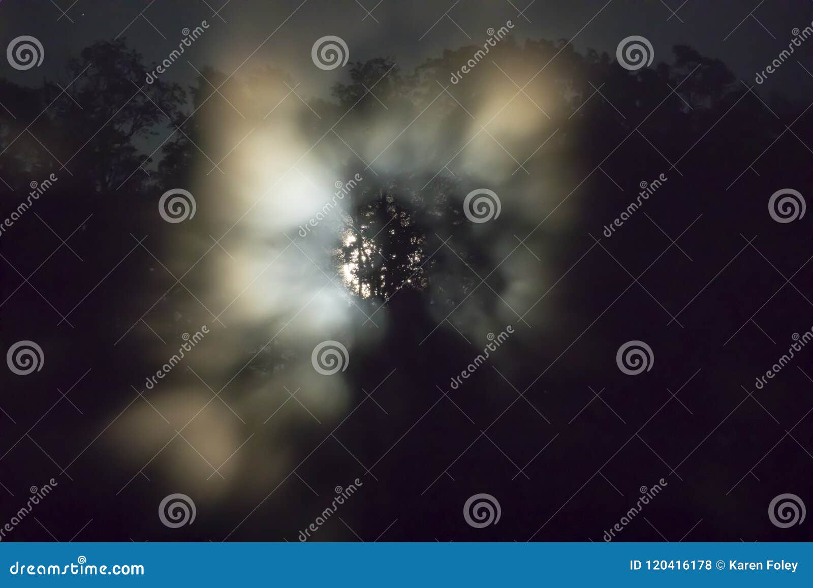Full moon in fog stock photo. Image of evening, outline - 120416178