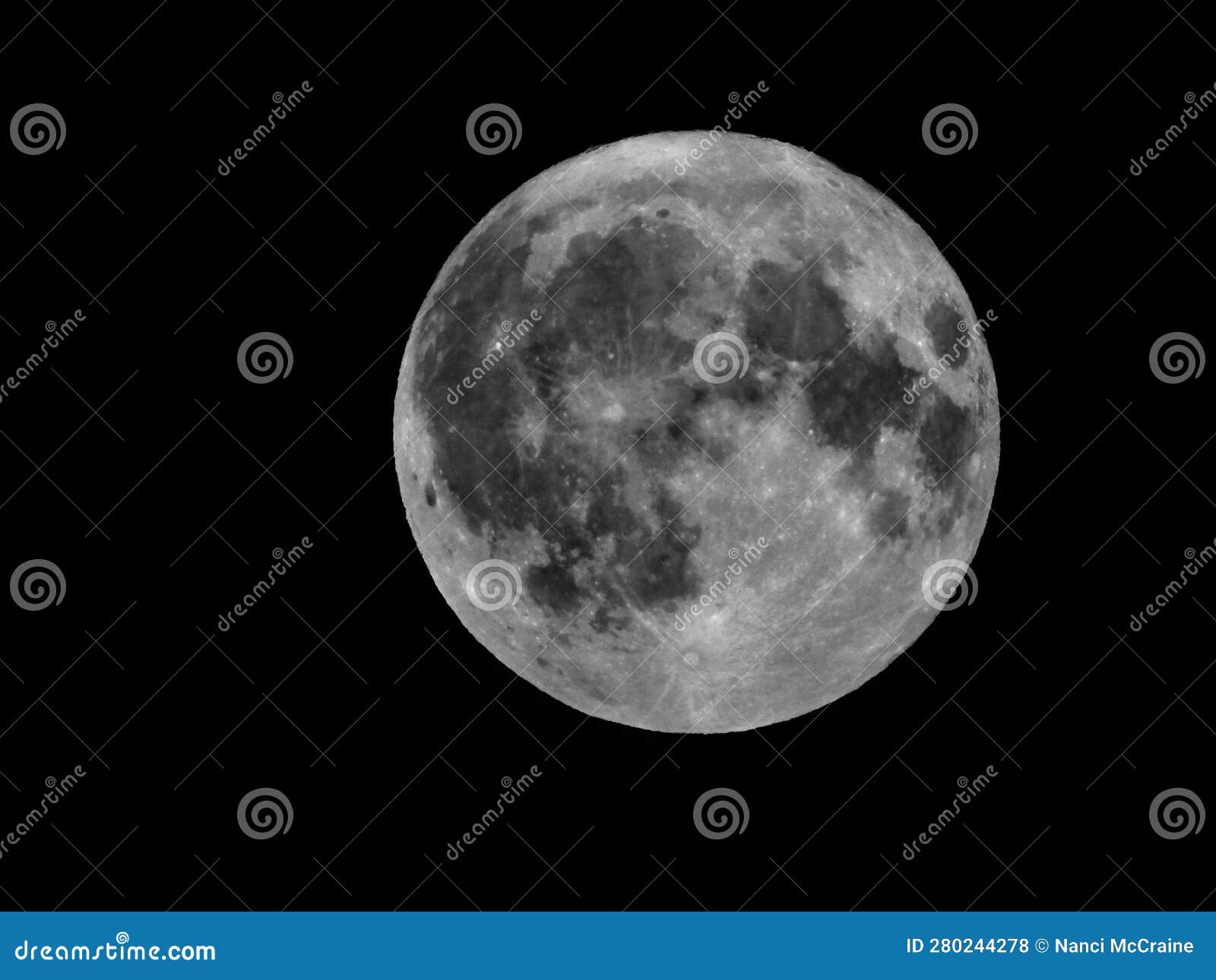Full Moon in Greyscale Contrast Color Centered in Black Sky Stock Photo ...