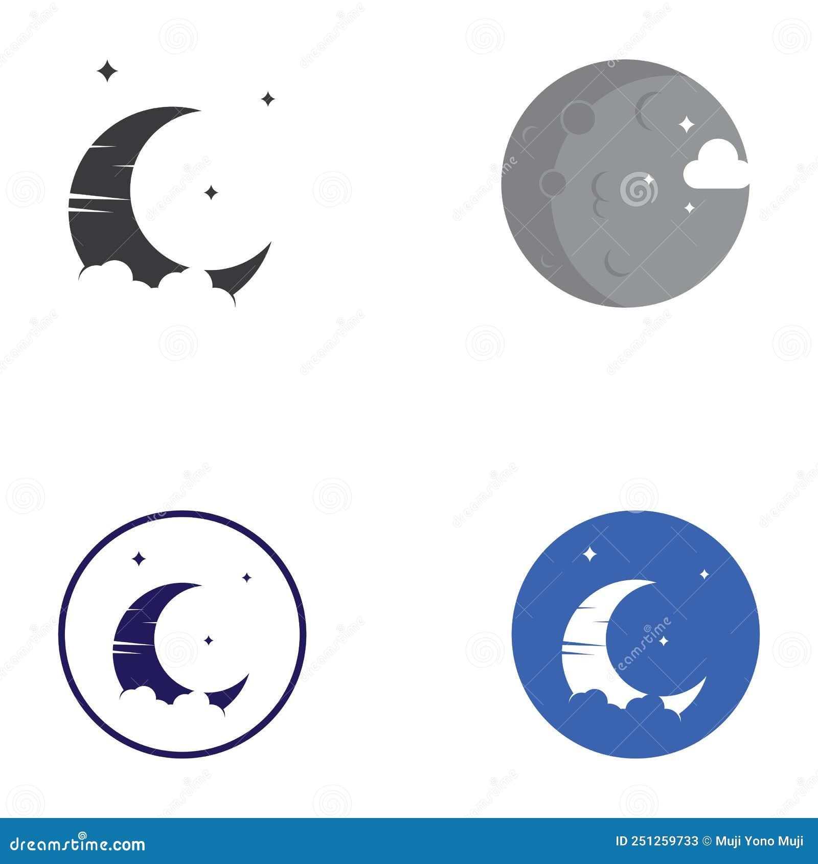 Full Moon and Half Moon Logo, Using Logo Vector Icon Concept Design and ...