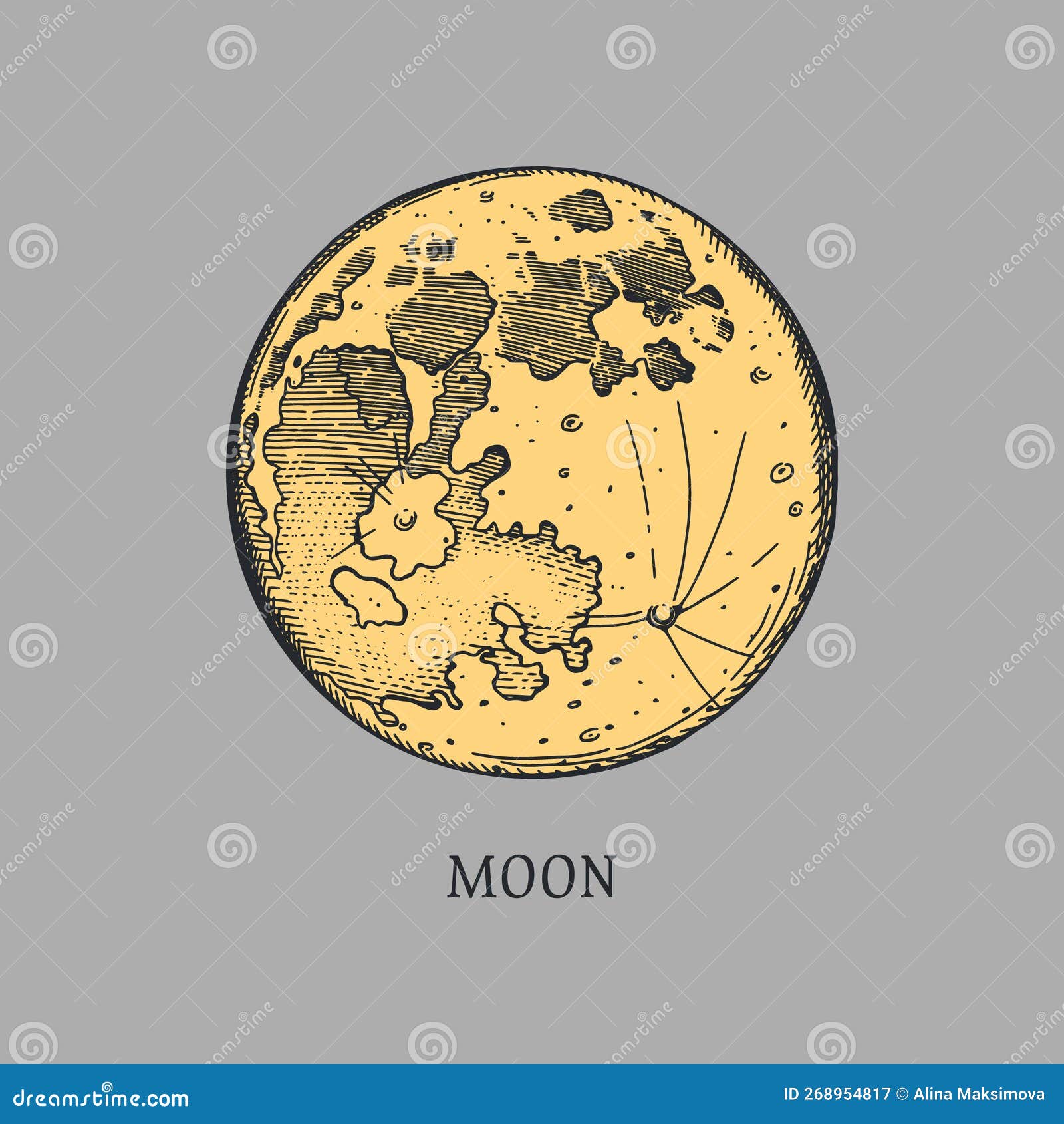 Full moon hand drawing stock vector. Illustration of earth - 268954817